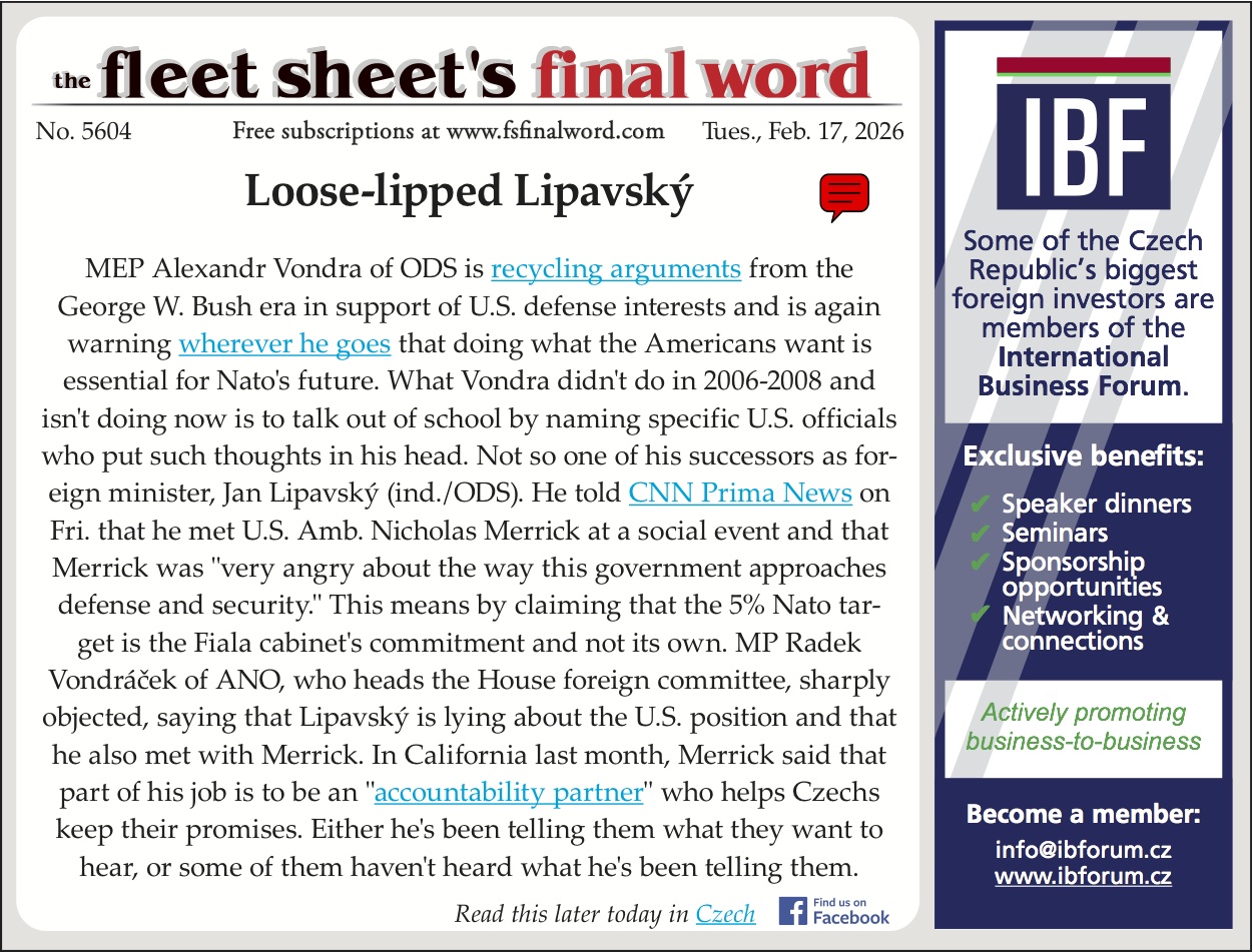 Loose-lipped Lipavský | FSFinalWord.com