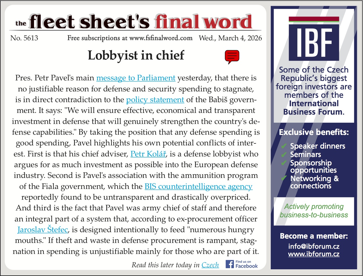 Lobbyist in chief | FSFinalWord.com
